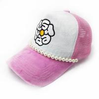 China Pearl On Brim Embroidered Trucker Cap Pink Sunshade Floral Sports Gorros Adjustable Snapback Pearl for sale