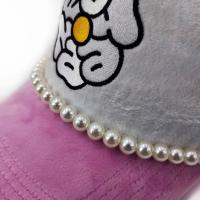 China Pearl On Brim Embroidered Trucker Cap Pink Sunshade Floral Sports Gorros Adjustable Snapback Pearl for sale