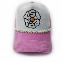 China Pearl On Brim Embroidered Trucker Cap Pink Sunshade Floral Sports Gorros Adjustable Snapback Pearl for sale