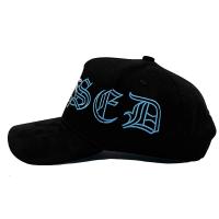 China Streetwear Dad Hats Custom Metal Tag Angel Text Cross patch Embroidery Silk Lining With Brand Tube Printed Cotton for sale