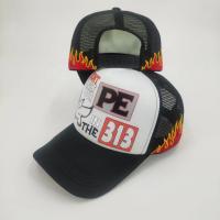 China Patch Fire Flame Custom Embroidery Trucker Hats Pattern Mesh Foam Snapback Gorras With Flame Print Cute 5 panel for sale