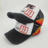 China Patch Fire Flame Custom Embroidery Trucker Hats Pattern Mesh Foam Snapback Gorras With Flame Print Cute 5 panel for sale