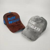 China Fluffy Velvet Suede Leather Custom 3D Embroidery Trucker Hats Fur Fitted UV Mix Color for sale