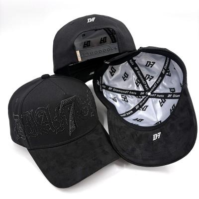 China 3D Embroider Gorras Metallic Baseball Caps Tags Cotton Suede Visor Gamuza Satin Lining Brand Tube Rhinestone Diamond for sale