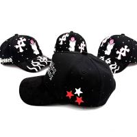China Suede Baseball Hat Satin Lined Embroidered Cotton 5 Panel Brim Rhinestone And Leather Stars for sale