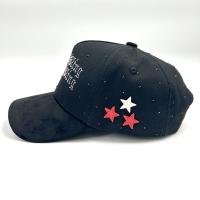 China Suede Baseball Hat Satin Lined Embroidered Cotton 5 Panel Brim Rhinestone And Leather Stars for sale