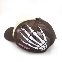 China Personalize Sport Patterns Custom Embroidery Trucker Hats Skull Bone Hand Embroidered On Side 5 panel Snapback for sale