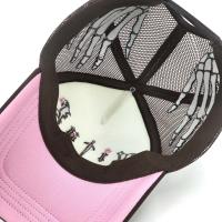 China Personalize Sport Patterns Custom Embroidery Trucker Hats Skull Bone Hand Embroidered On Side 5 panel Snapback for sale