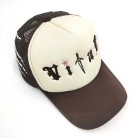 China Personalize Sport Patterns Custom Embroidery Trucker Hats Skull Bone Hand Embroidered On Side 5 panel Snapback for sale