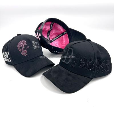 China Distressed Suede 5 Panel Baseball Cap Satin Lining 3D Embroidery Gorras Hat for sale