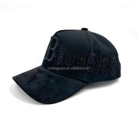 China Distressed Suede 5 Panel Baseball Cap Satin Lining 3D Embroidery Gorras Hat for sale