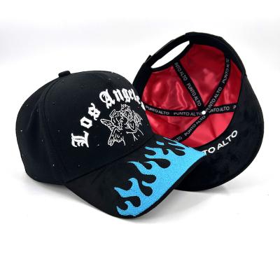 China Cotton Suede 5 Panel Custom Hats Baseball Cap 3D Embroidery Rhinestone Detail Gorras for sale