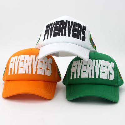 China Sport Gorras Mesh Foam 5 Panel Trucker Cap 3D Embroidery Puff Printing Print Baseball for sale