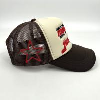 China Special Colors Custom Trucker Hat Embroidered Powder Puff Printing Snapback Cap for sale