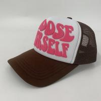 China 5 Panel 100% Polyester Mesh Trucker Hat Two Tone Custom logo 3d Puff Printing for sale