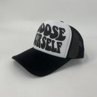 China 5 Panel 100% Polyester Mesh Trucker Hat Two Tone Custom logo 3d Puff Printing for sale