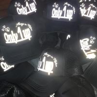 China Custom 3M Reflective Trucker Hat Luminous Logo Sublimation Transfer Printing for sale