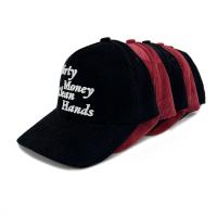China Custom Embroidered Hats Black Corduroy 5 Panel A Frame Logo Curved Brim Outdoor for sale