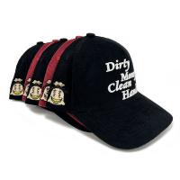 China Custom Embroidered Hats Black Corduroy 5 Panel A Frame Logo Curved Brim Outdoor for sale
