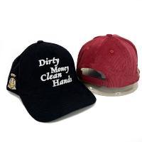 China Custom Baseball Hats Dirty Money Clear Hands Soft 5 Panels Customize 3D Embroidery Logos Corduroy Gorras Vintage for sale