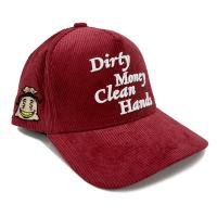 China Custom Baseball Hats Dirty Money Clear Hands Soft 5 Panels Customize 3D Embroidery Logos Corduroy Gorras Vintage for sale