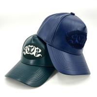 China 5 Panel PU Leather Custom Hats Baseball Cap Patch Logo Stitching Personalized for sale