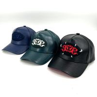 China 5 Panel PU Leather Custom Hats Baseball Cap Patch Logo Stitching Personalized for sale