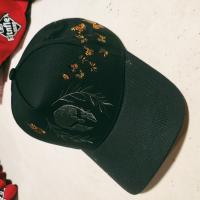 China 3D Embroidered Spartan Face Pink Baseball Caps Sakura Cherry Butterfly Cotton Twill High Crown Silk Cover Tape Text for sale
