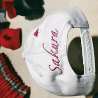 China 3D Embroidered Spartan Face Pink Baseball Caps Sakura Cherry Butterfly Cotton Twill High Crown Silk Cover Tape Text for sale