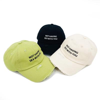 China 6 Panel Unstructured Distressed Cotton Dad Hat Vintage Embroidery Baseball Cap for sale