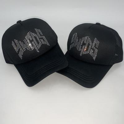 China Custom Crystal Diamond Trucker Hats 3M Reflection Night Light Embroidered for sale