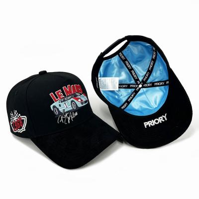 China Luxury Custom Satin Baseball Caps Lining Gorras Fashion Cotton 3D Embroidery Logo for sale