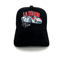 China Full Black Suede Cotton Custom Hats 5 Panel 3D Embroidery Blue Lining Baseball Cap for sale