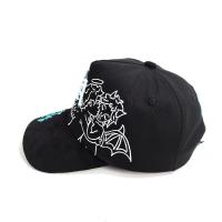 China 3D Embroider Logos Brim Baseball Caps Cotton And Suede Custom Interior Tape 5 Panels Back Tag Full Black for sale