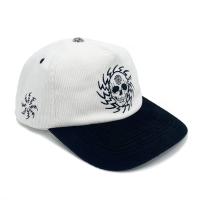 China 5 Panel Corduroy Unstructured Snapback Caps Custom Embroidery Flat Brim Metal Button for sale