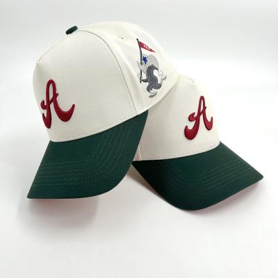 China Custom Baseball Caps 3D Puff Embroidery A Frame 5 Panel Two Tone Design for sale