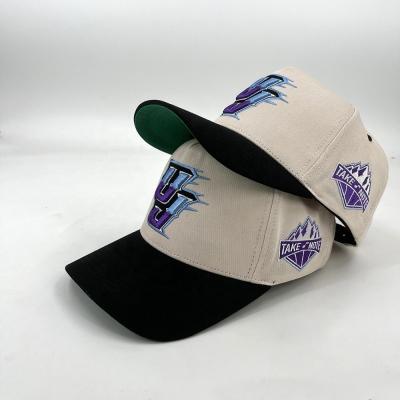China Personalized Baseball Caps Custom 5 Panel Cotton With 3D Embroidery Snap Back for sale