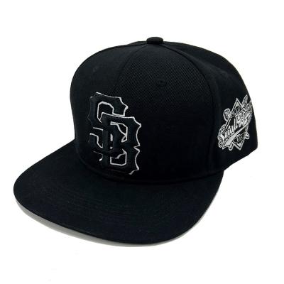 China Custom 3D Embroidered 6 Panel Snapback Caps Flat Bill Brim Unstructured Adjustable for sale