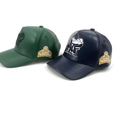 China Outdoor Baseball Hat Customized 5 Panel Structured Leather Sport Style 3D Embroidery for sale