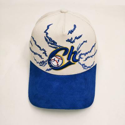 China Team Baseball Cap 5 panel Mid Profile Viewer In Suede Interior Stitch Cotton Snapback Silk Fabric Covers Embroidery for sale