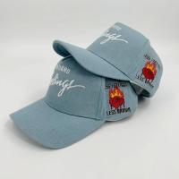 China Custom A frame Denim Baseball Caps Fabric 3D Embroidered 5 pane Deniml Two tone for sale