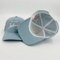 China Custom A frame Denim Baseball Caps Fabric 3D Embroidered 5 pane Deniml Two tone for sale