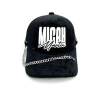 China Adjustable Baseball Cap Custom 3D Powder Puff Embroidered Logo Velvet Trucker With Metal Chain for sale