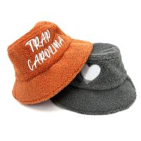 China Teddy Velvet Bucket Hat Cotton Satin Fisherman Hat Custom 3D Embroidered for sale