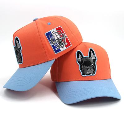 China Flat Brim Baseball Hat Two tone Customize Embroidered 5 panel Mid Profile 3D Patch Embroidered Custom Cotton Sport for sale