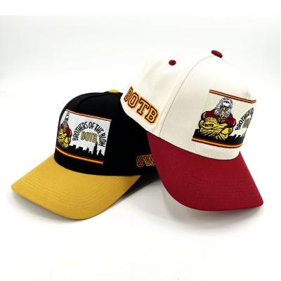 China 100% Cotton Twill 5 Baseball Caps Panel Two Tone Color With Customize Logo A Frame for sale