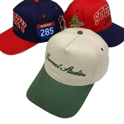 China Baseball Caps Custom Embroidered Logo A Frame 5 Panel Cotton Twill Hat for sale