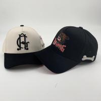 China Cotton Baseball Hat 3D Embroidery Custom Logo Dog Embroidered White And Black 5 Panel Personalized Sport Golf for sale