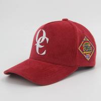 China Customized Corduroy 5 Baseball Caps Panel Caps 3D Embroidered Structured Sports for sale