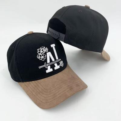 China Embroidered Baseball Cap Custom 3D Suede Made Curl Brim Structured Sports A Frame K Frame Outdoor for sale